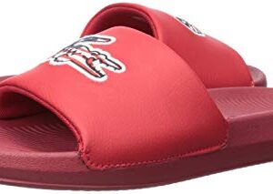 Lacoste Men's Croco Slide Legacy Sandal, Red/Navy/White, 10