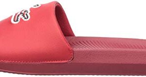 Lacoste Men's Croco Slide Legacy Sandal, Red/Navy/White, 10