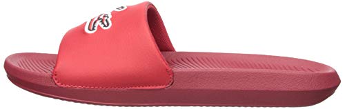 Lacoste Men's Croco Slide Legacy Sandal, Red/Navy/White, 10