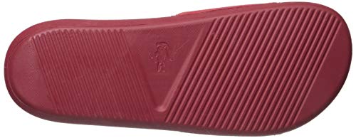 Lacoste Men's Croco Slide Legacy Sandal, Red/Navy/White, 10