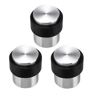 sumnacon 3 pcs cylindrical floor door stopper, solid stainless steel door stopper with rubber bumper-safety floor mount doorstop with screws, heavy duty commercial industrial floor door stopper