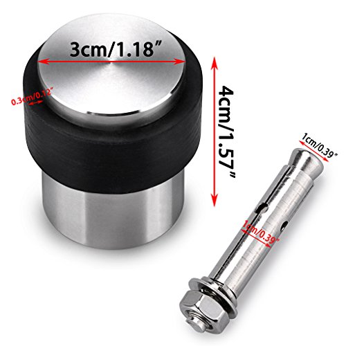 Sumnacon 3 Pcs Cylindrical Floor Door Stopper, Solid Stainless Steel Door Stopper with Rubber Bumper-Safety Floor Mount Doorstop with Screws, Heavy Duty Commercial Industrial Floor Door Stopper