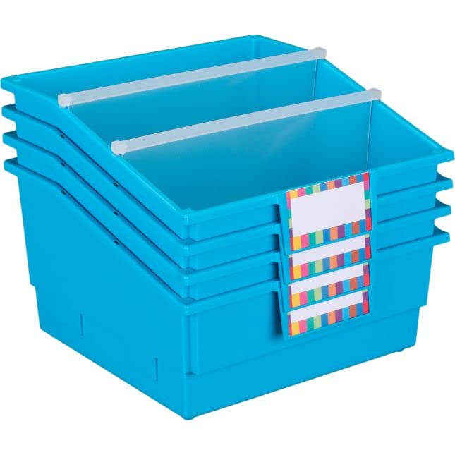 Really Good Stuff 4-Pack Single-Color Picture Book Classroom Library Bins With Dividers