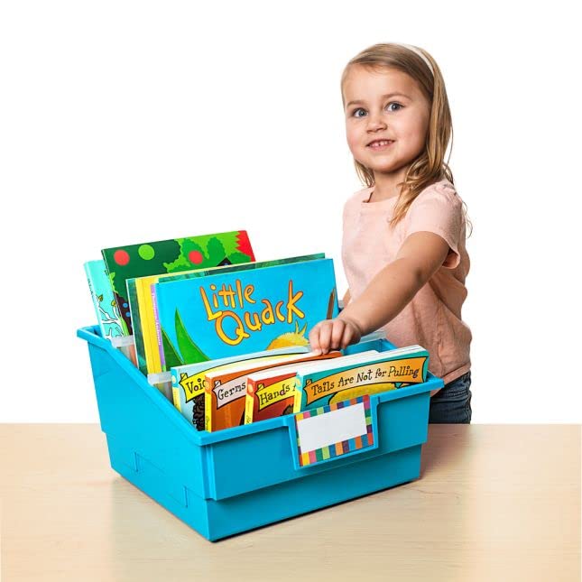 Really Good Stuff 4-Pack Single-Color Picture Book Classroom Library Bins With Dividers