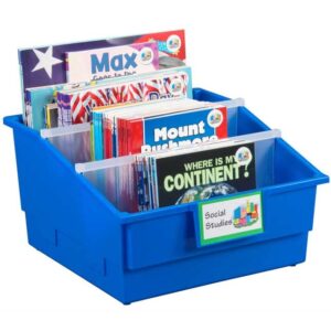 Really Good Stuff 4-Pack Single-Color Picture Book Classroom Library Bins With Dividers