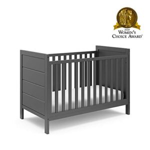 Storkcraft Nestling 3-in-1 Convertible Crib (Gray) - Easily Converts to Toddler Bed and Daybed, Planked End Panels for Transitional Style