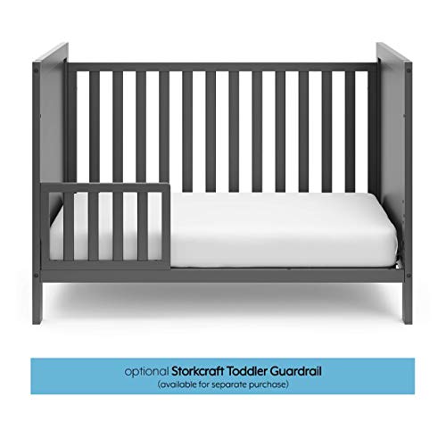 Storkcraft Nestling 3-in-1 Convertible Crib (Gray) - Easily Converts to Toddler Bed and Daybed, Planked End Panels for Transitional Style