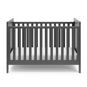 Storkcraft Nestling 3-in-1 Convertible Crib (Gray) - Easily Converts to Toddler Bed and Daybed, Planked End Panels for Transitional Style