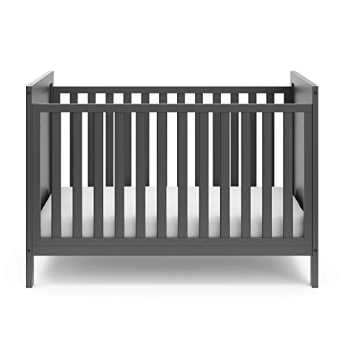 Storkcraft Nestling 3-in-1 Convertible Crib (Gray) - Easily Converts to Toddler Bed and Daybed, Planked End Panels for Transitional Style