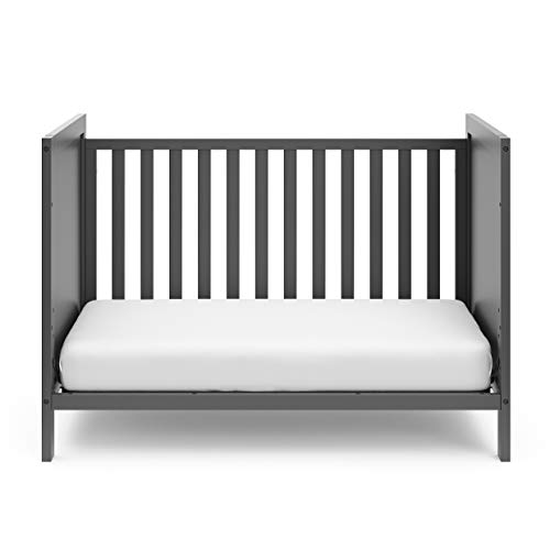 Storkcraft Nestling 3-in-1 Convertible Crib (Gray) - Easily Converts to Toddler Bed and Daybed, Planked End Panels for Transitional Style