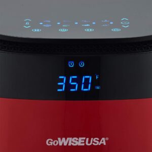 GoWISE USA GW22826-S 5-Quart Air Fryer with 8 Cooking Presets and Duo Display + 100 Recipes, 5.0-Qt, Red