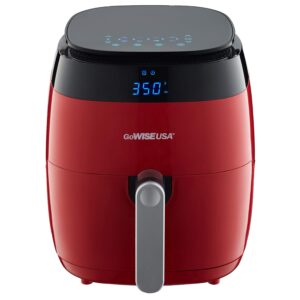 GoWISE USA GW22826-S 5-Quart Air Fryer with 8 Cooking Presets and Duo Display + 100 Recipes, 5.0-Qt, Red