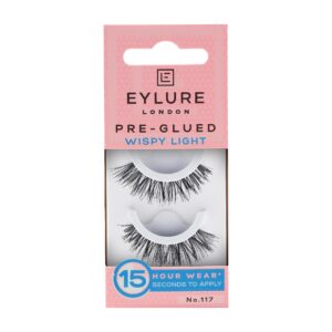 eylure pre-glued wispy light texture no. 117 eyelashes, 1 pair