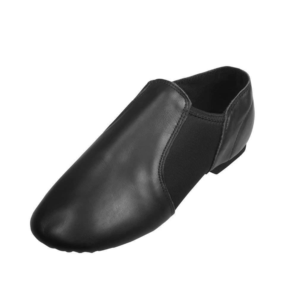 ARCLIBER Unisex Dance Shoes Leather Upper Slip-On Jazz Shoes for Women Men 8.5M Black