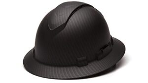 pyramex ridgeline full brim hard hat, vented, 4-point ratchet suspension, matte black graphite pattern