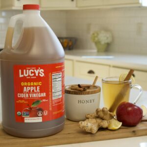 Lucy's Family Owned - USDA Organic NonGMO Raw Apple Cider Vinegar, Unfiltered, Unpasteurized, With the Mother, (Gallon)