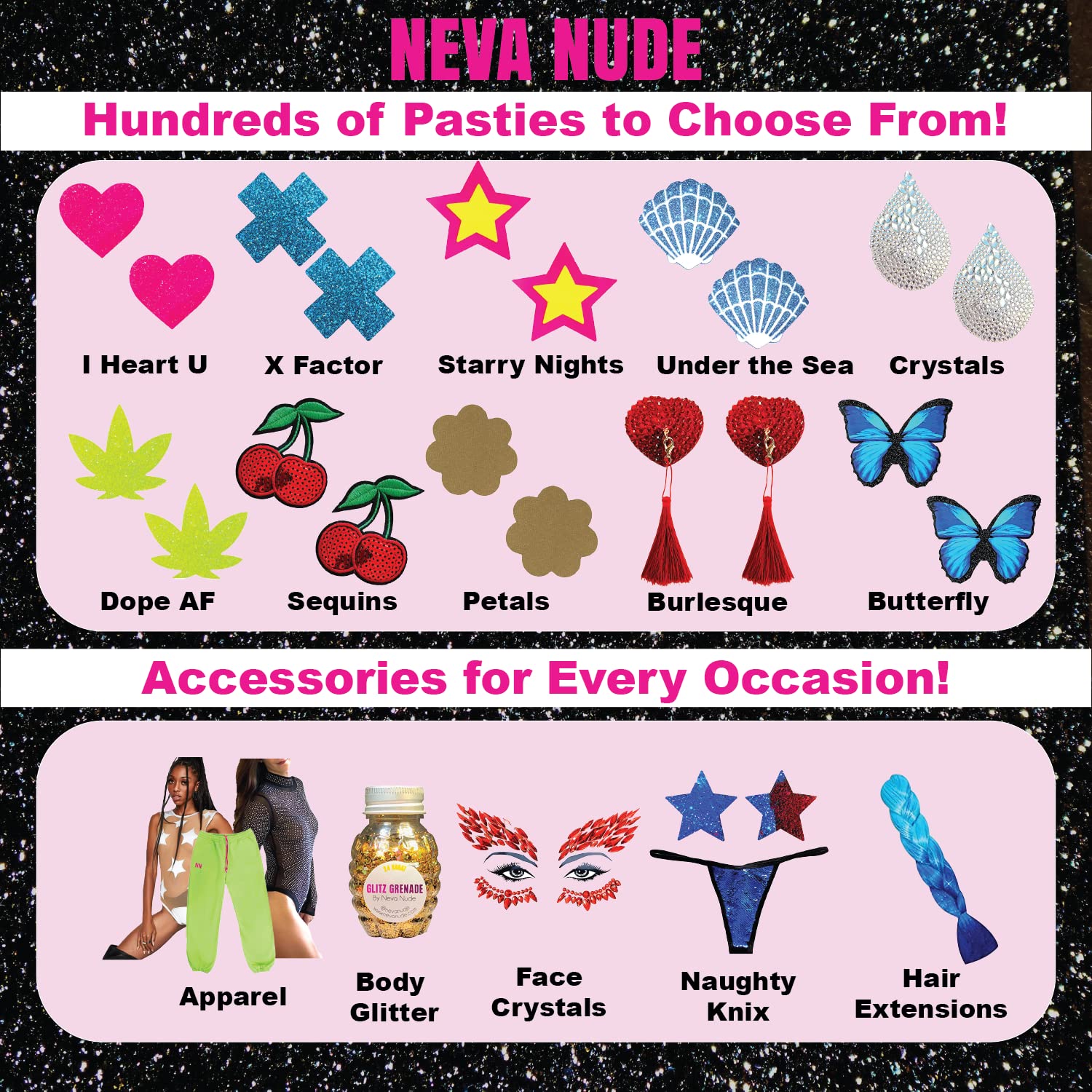 Neva Nude Black Magic Pixie Crystal in Your Face Edition Face Sticker