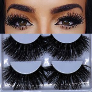 5 pairs 3d mink lashes natural fluffy false eyelashes 25mm long strip lashes handmade cruelty-free fake eyelashes for makeup (k02)