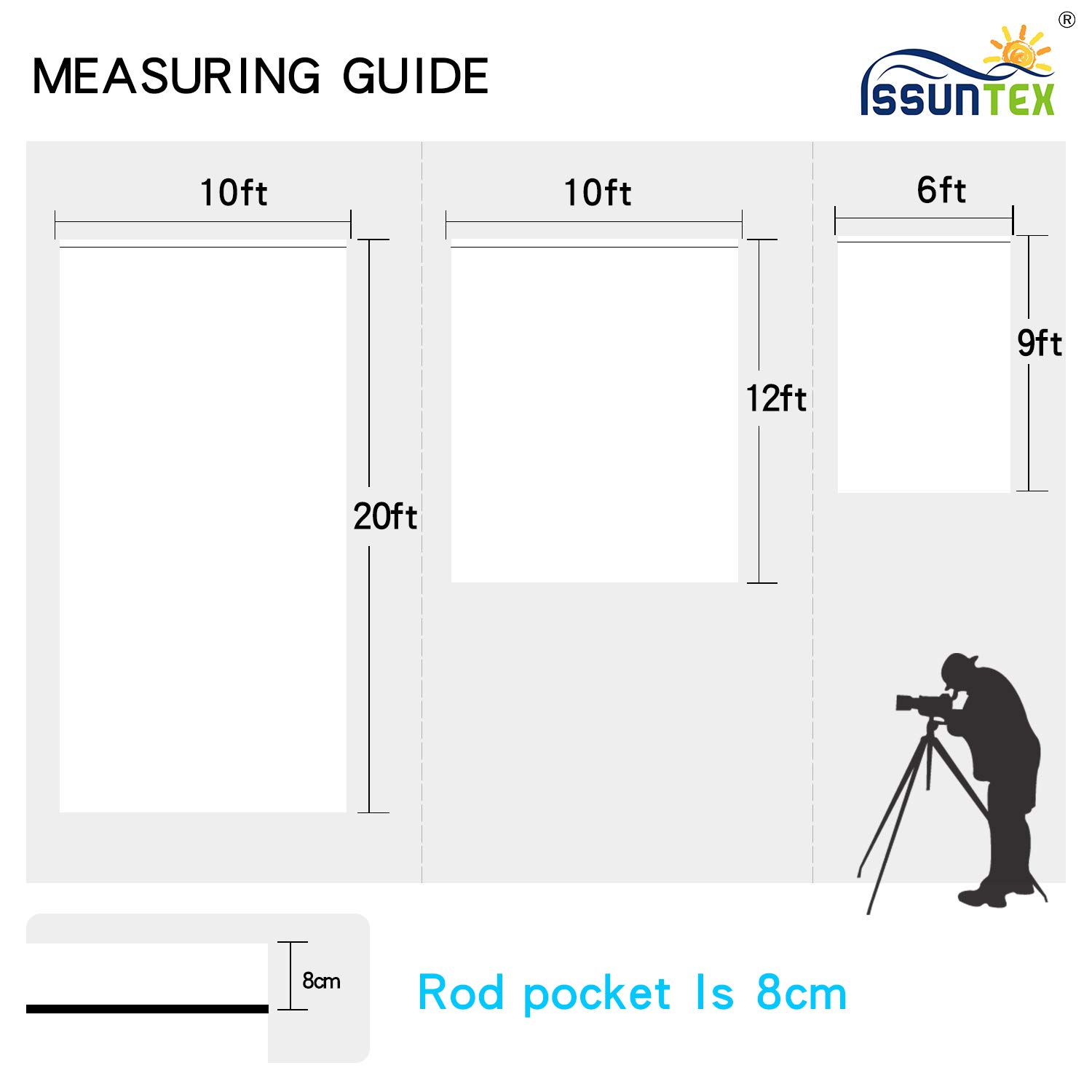 ISSUNTEX 10X20 ft Background Muslin Backdrop, Photo Studio, Collapsible High Density Screen for Video Photography and Television-White