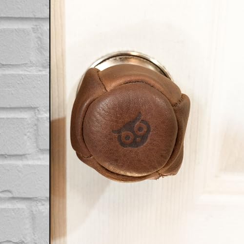 Hide & Drink, Stylish Leather Door Knob & Car Gear Cover, Safety Multipurpose Cover, Proof Doors, Baby Proof Door Knob Cover, Handmade :: Bourbon Brown