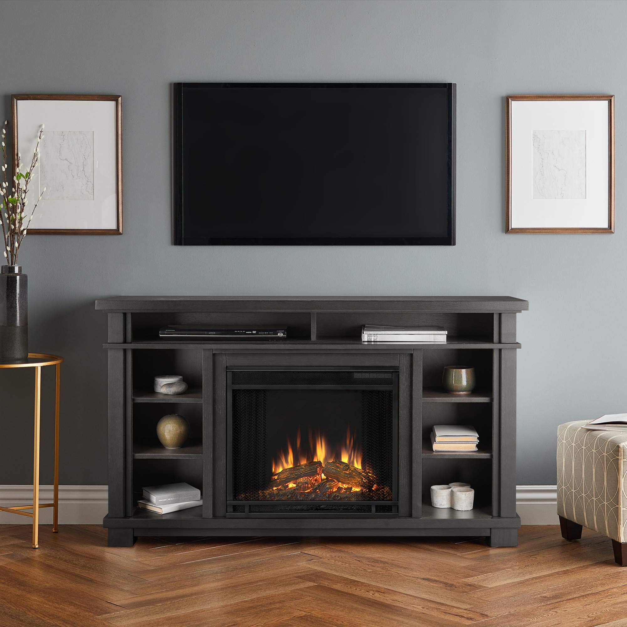 Belford 56" Electric Fireplace TV Stand in White by Real Flame