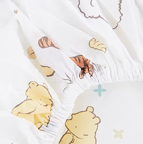 Winnie The Pooh Classic Pooh 100% Cotton Fitted Crib Sheet in Ivory, Butter, Aqua and Orange