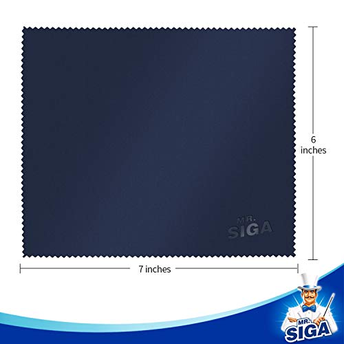 MR.SIGA Premium Microfiber Cleaning Cloths for Lens, Eyeglasses, Screens, Tablets, Glasses, 12 Pack, 6 x 7 inches (15 x 18 cm), Navy/Gray