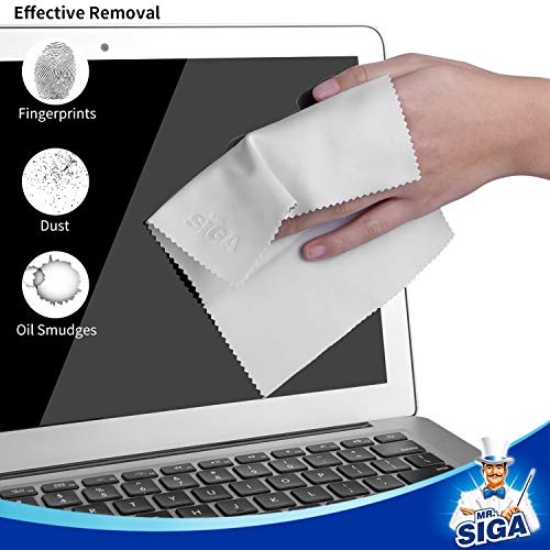 MR.SIGA Premium Microfiber Cleaning Cloths for Lens, Eyeglasses, Screens, Tablets, Glasses, 12 Pack, 6 x 7 inches (15 x 18 cm), Navy/Gray