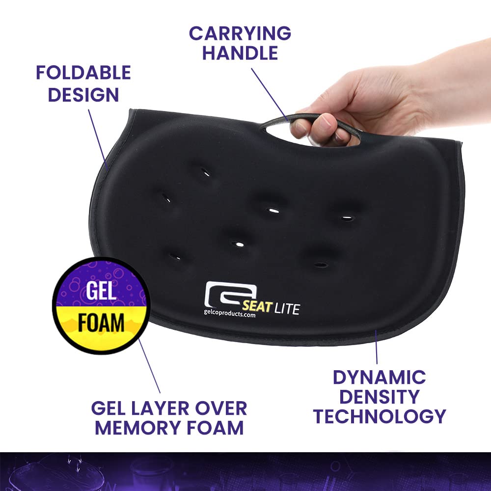 G Seat LITE Travel Gel Foam Cushion Back Pain, Sciatica, Pressure Relief |Relieves Tailbone Discomfort, Promote Healthy Posture| Ergonomic Comfort | Car, Commute, Airplane and Travel Comfort - Gray