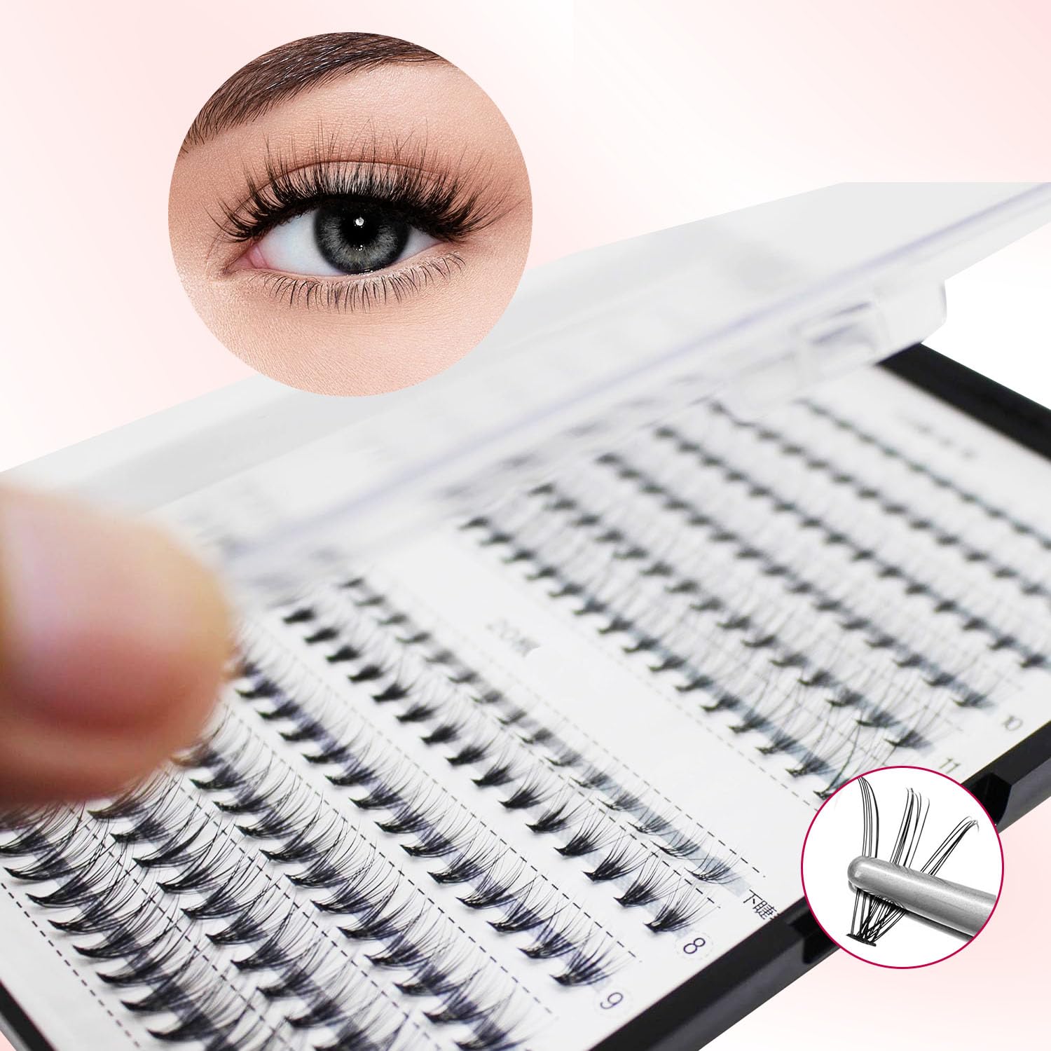 Bodermincer 240pcs C Curl 10D/20D Cluster Eyelashes 8/9/10/11/12mm and Under Eyelashes Mixed Professional Makeup Individual Cluster Eye Lashes (8/9/10/11/12mm and Under Eyelashes)