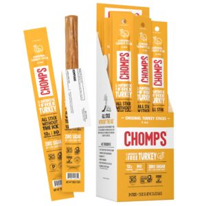 Chomps Free Range Jerky Snack Sticks Keto Paleo Whole30 Approved Gluten Free Sugar Free 60 Calorie Snacks ,1.15 Ounce (Pack of 24)