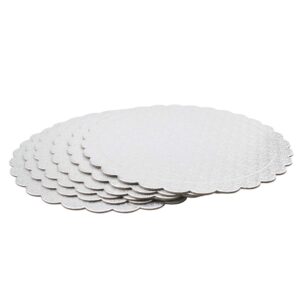 Tebery 15 Pack Round Cake Boards 10-inch Premium Silver Cake Circles Cardboard Scalloped Cake Circle Base