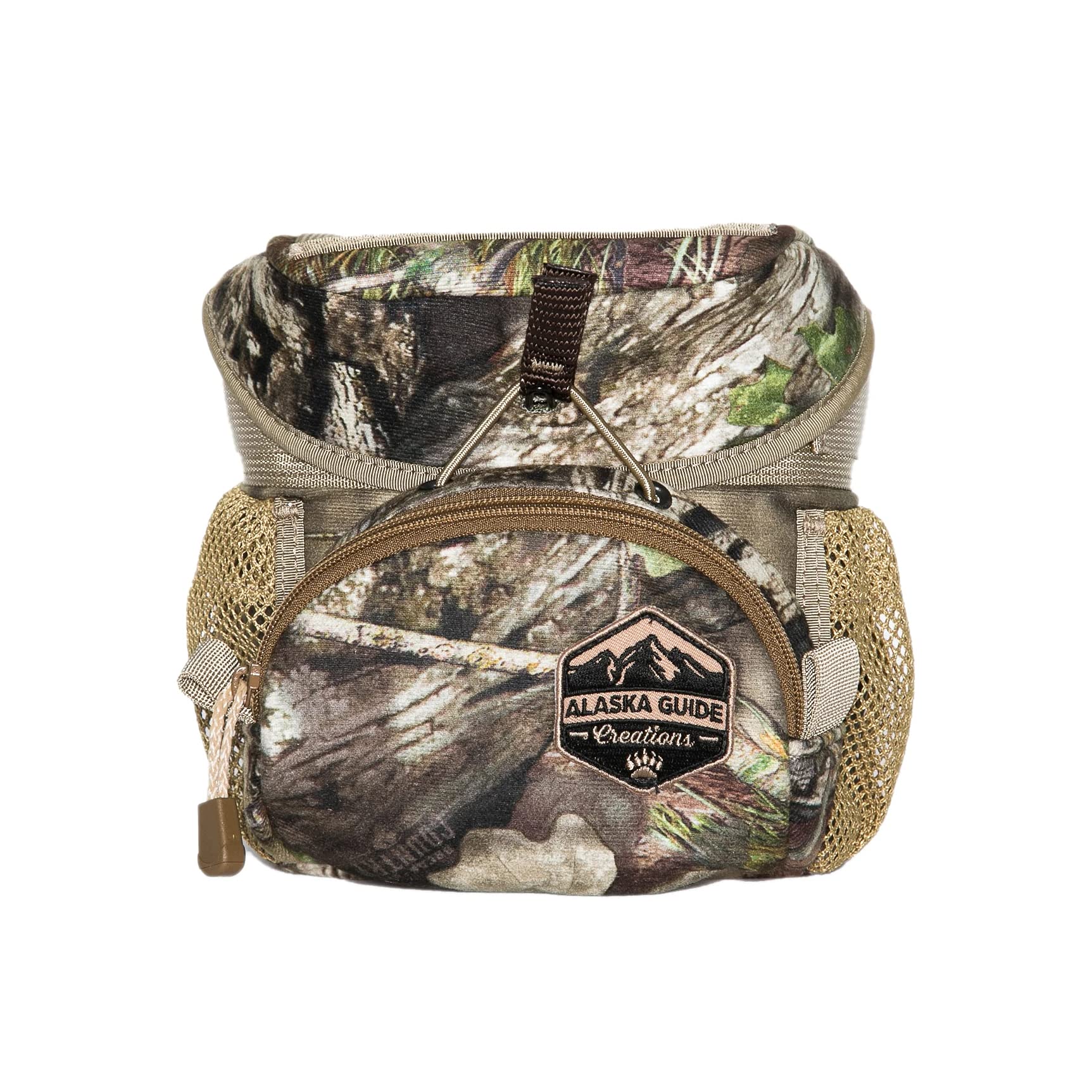 Alaska Guide Creations Hybrid Binocular Pack | Compact Utility Bag with Mesh Side Pockets | Binocular Harness for Comfort and Quick Access (Mossy Oak Break-Up Country)