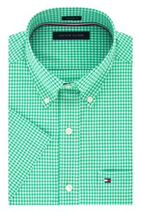 tommy hilfiger men's short sleeve button-down shirt, cactus, 16.5" neck