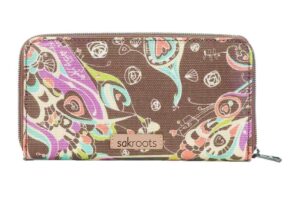 sakroots artist circle large wallet, slate songbird