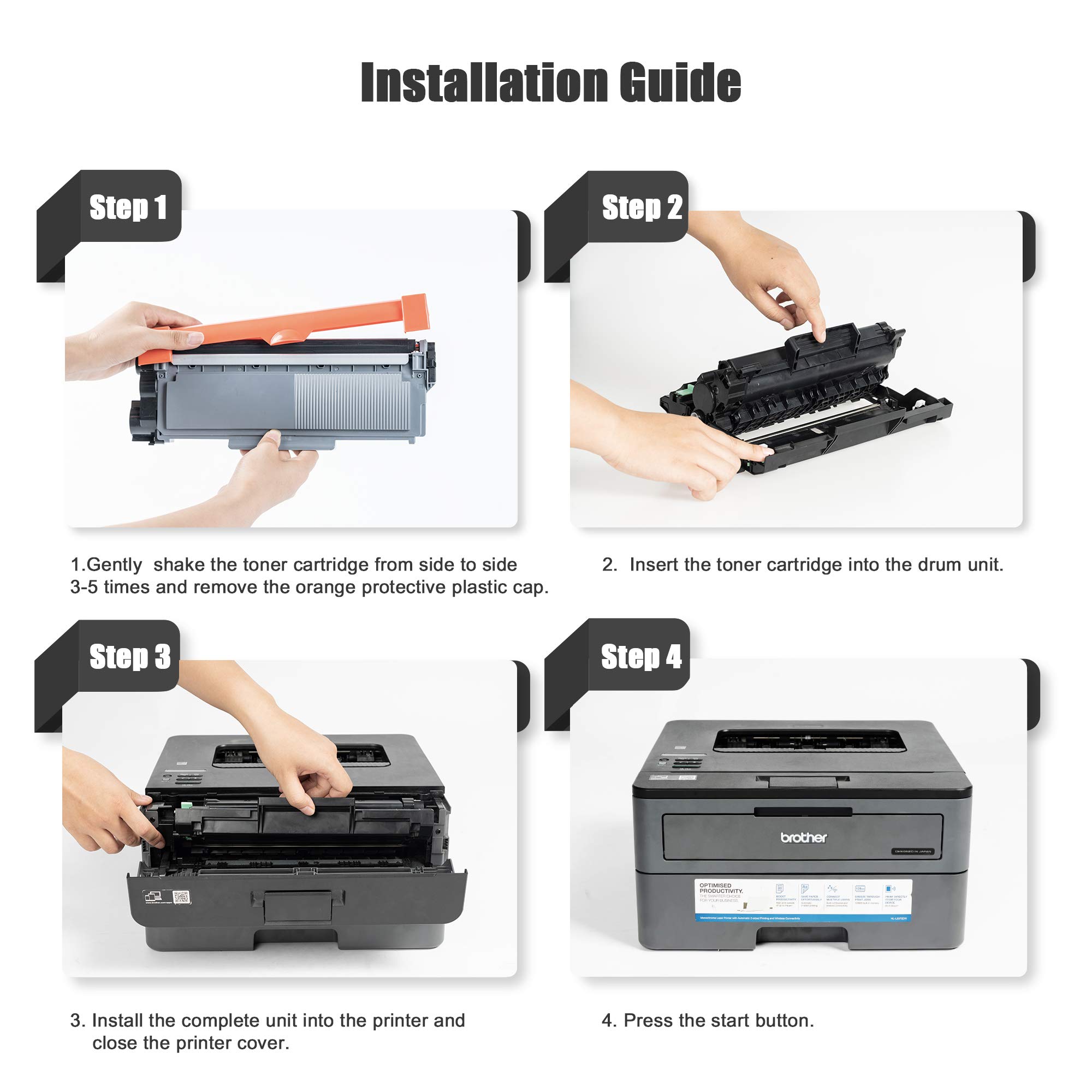 DIGITONER Compatible Toner Cartridge Replacement for Brother TN630 TN660 TN-660 TN-630 High Yield for use in Brother DCP-L2540DW L2560DW HL-L2300D L2360DW L2380DW MFC-L2680W L2685DW [Black, 4 Pack]