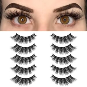 lashes natural look fake eyelashes - bepholan false eyelashes 3d super fluffy false lashes black band wispy lashes 5-pack faux mink lashes,xmz116