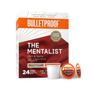 bulletproof the mentalist medium-dark roast single-serve pods, 24 count, 100% arabica coffee sourced from guatemala, colombia & el salvador