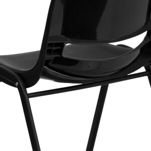 EMMA + OLIVER Kid's Black Ergonomic Shell Stack Chair - Black Frame and 14" H Seat