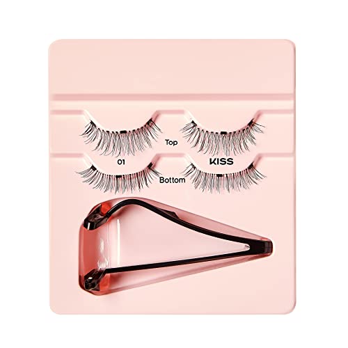 KISS Magnetic Lash 01, Synthetic False Eyelashes with Magnets Under and Over Your Upper Lashes, No Glue Needed, Lightweight, Reusable, Contact Lens Friendly, Cruelty Free, with Lash Applicator, 1 Pair