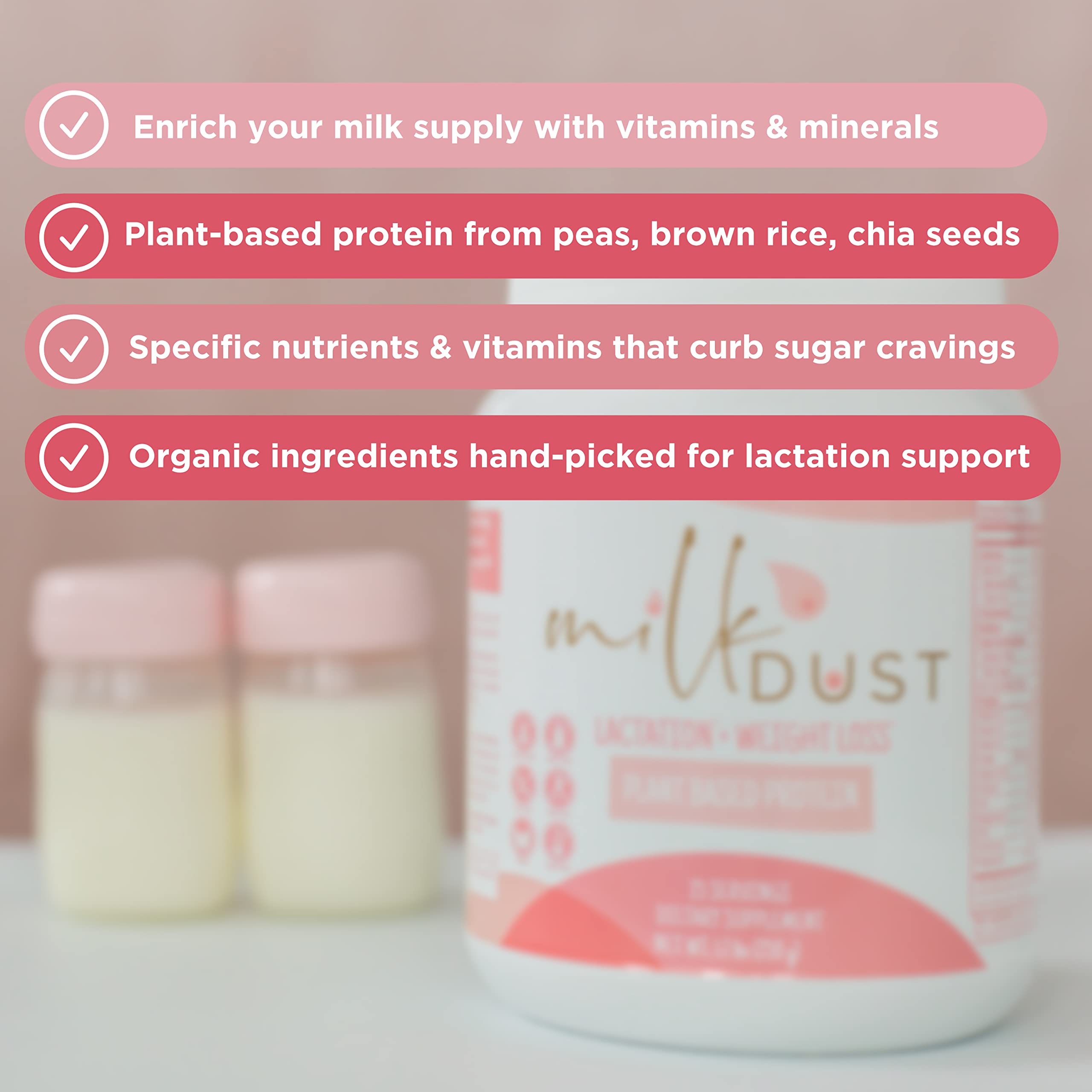 MILK DUST Protein Powder 660g | Breastfeeding Powder for Nursing Moms | Lactation Support Pea Powder | Vegan & Dairy-Free | Sweet Vanilla | 22 Servings