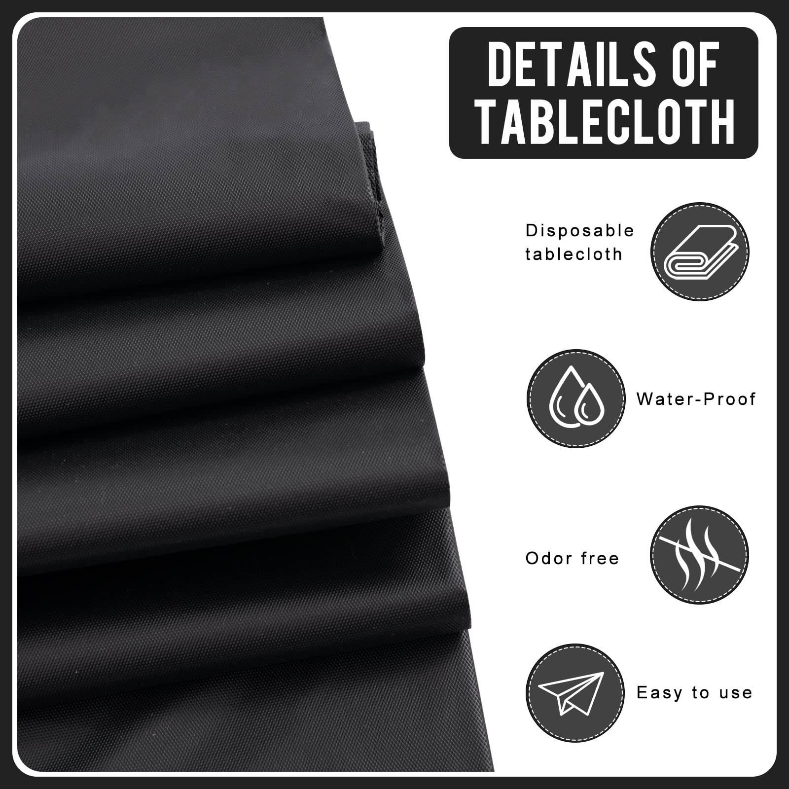 Black 6 Pack Premium Disposable Plastic Tablecloth 54 x 108 In - Plastic Table Cloths for Parties Disposable Tablecloth for Rectangle Table Up To 8 Ft - Rectangle Tablecloth - Black Plastic Tablecloth