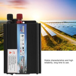 Solar Charger Inverter, All in One 500W Solar Panel Battery Intelligent Regulator Chargeing Controller for Household, Outdoor Trip Camping, Vehicle RV Truck Charging Black(12v Transform 220V / 500W)