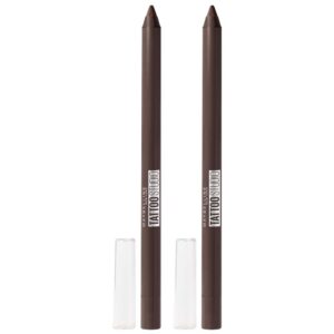 maybelline new york tattoostudio waterproof, long wearing, eyeliner pencil makeup, bold brown, 0.08 oz (pack of 2)