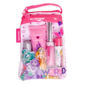 lip smacker princess glam bag makeup set, lip balm, lip gloss, nail polish, lotion