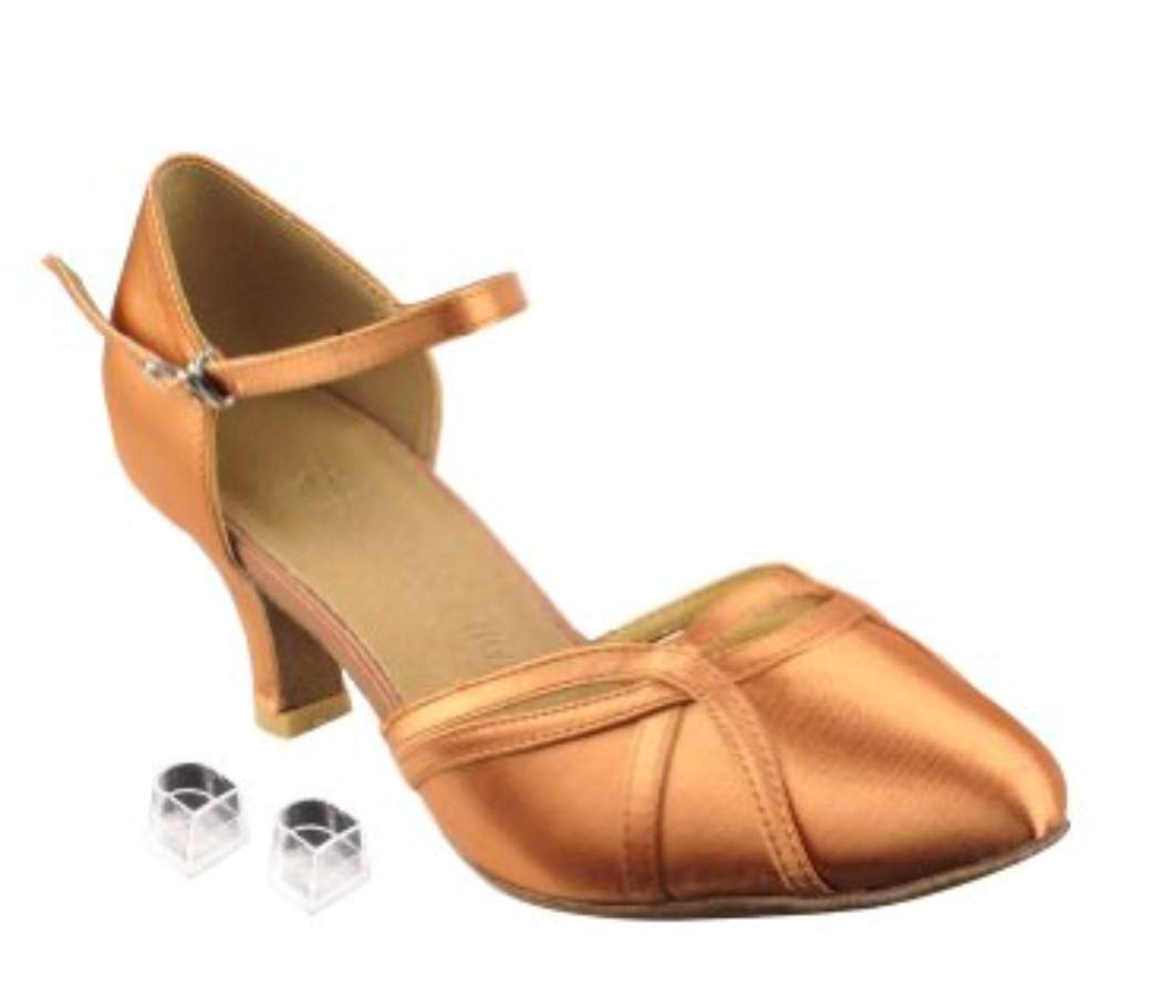 Very Fine Ladies Women Ballroom Dance Shoes EKSERA3540 - Tan Satin - 6