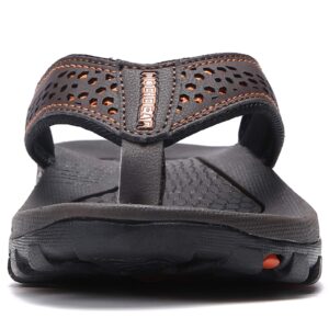 GUBARUN Mens Sport Flip Flops Comfort Casual Thong Sandals Outdoor(Brown 1, 11)