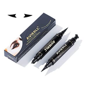 avierll winged eyeliner stamp-2 pens, smudge proof waterproof long lasting quick flick wingliner, vamp style wing eye liner pen black (left and right)