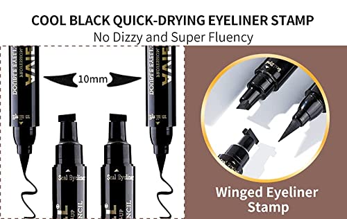 AVIERLL Winged Eyeliner Stamp-2 Pens, Smudge Proof Waterproof Long Lasting quick flick wingliner, Vamp Style Wing Eye Liner Pen Black (Left and Right)