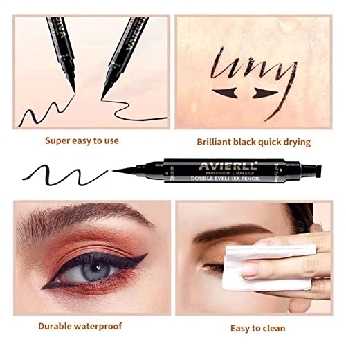 AVIERLL Winged Eyeliner Stamp-2 Pens, Smudge Proof Waterproof Long Lasting quick flick wingliner, Vamp Style Wing Eye Liner Pen Black (Left and Right)